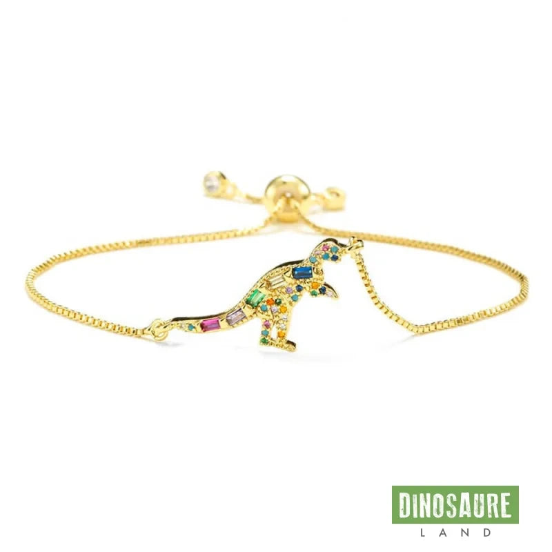 Bracelet dinosaure T-Rex cristaux or | DinosaureLand